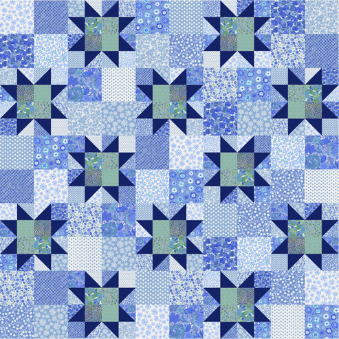 Bright Star Iris No Cutting Quilt Kit - The Quilt Kit Co